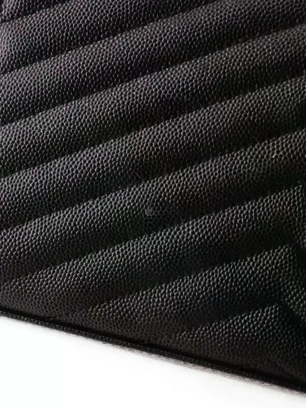 Saint Laurent Classic Monogram Wallet On Chain Matelasse Chevron Leather Medium Crossbody Bag - Black