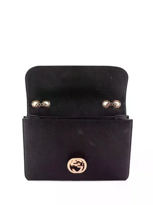 Gucci Interlocking Leather Medium Shoulder Bag - Black