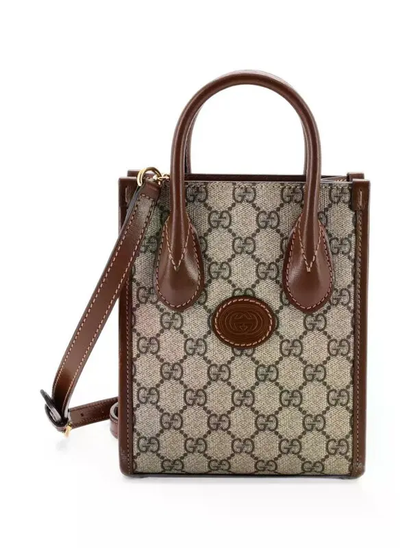Gucci Interlocking G Patch Tote Gg Coated Canvas Mini Satchel