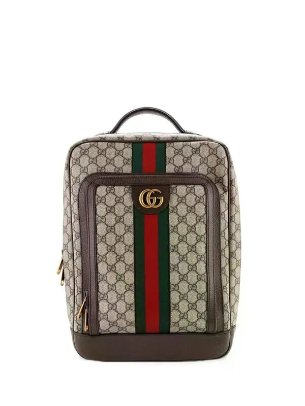 Gucci Ophidia Front Zip Pocket Gg Coated Canvas Medium Backpack