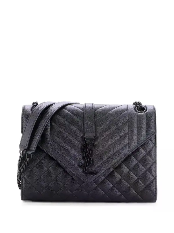 Saint Laurent Monogram Envelope Satchel Leather Shoulder Bag
