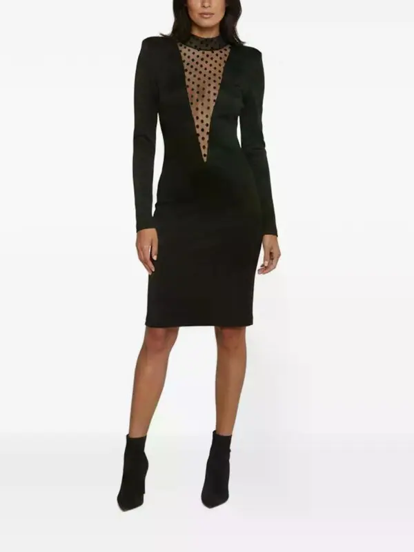 Balmain Polka-dot Mesh Panel Mini Dress