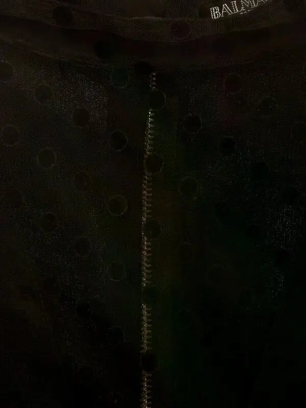 Balmain Polka-dot Mesh Panel Mini Dress