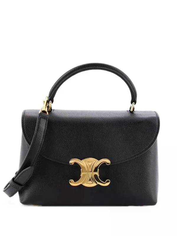Celine Nino Top Handle Bag Leather Teen Satchel - Black