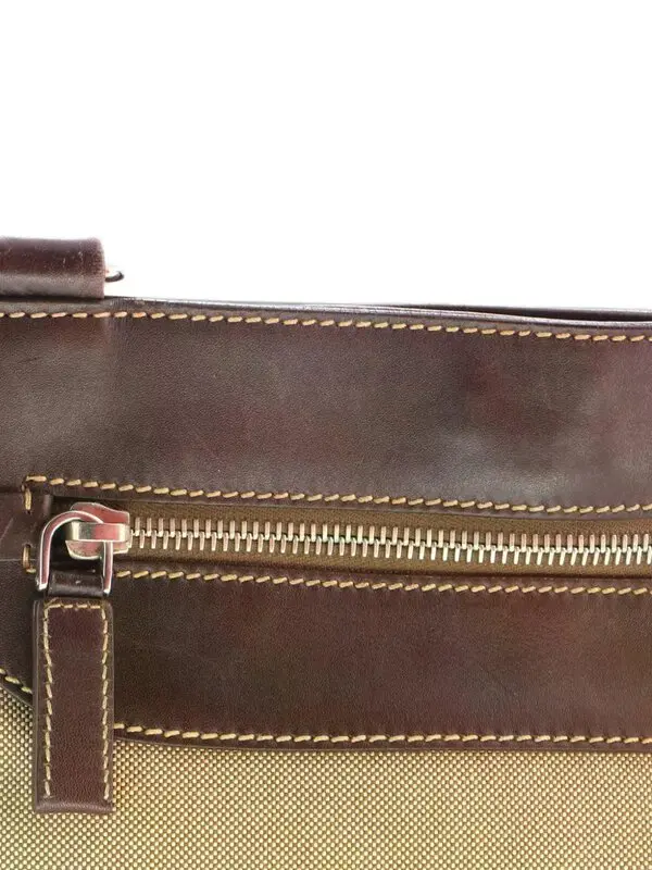 Prada Logo Messenger Bag Canvas With Leather Medium Crossbody Bag