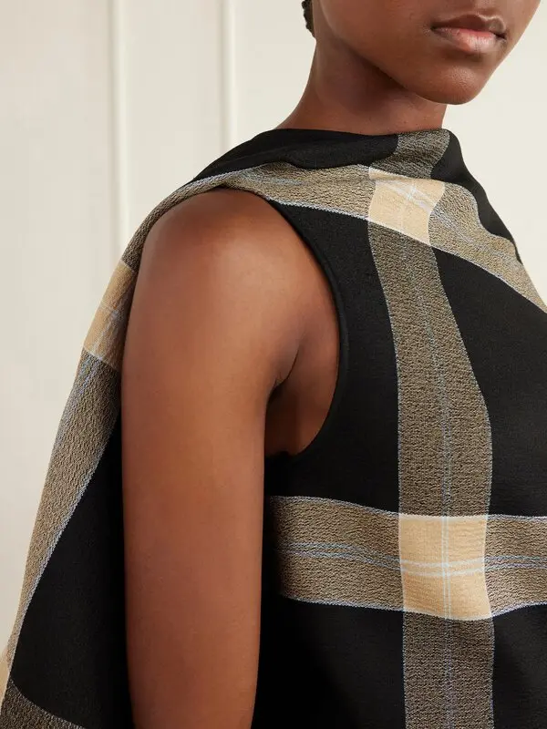 Loewe Asymmetric Checked Crepe Mini Dress