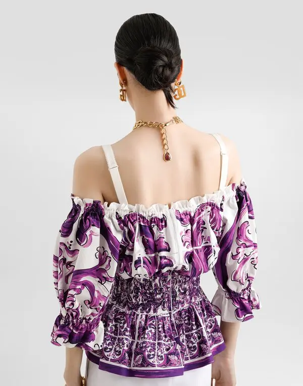 Dolce & Gabbana Majolica Print Poplin Top
