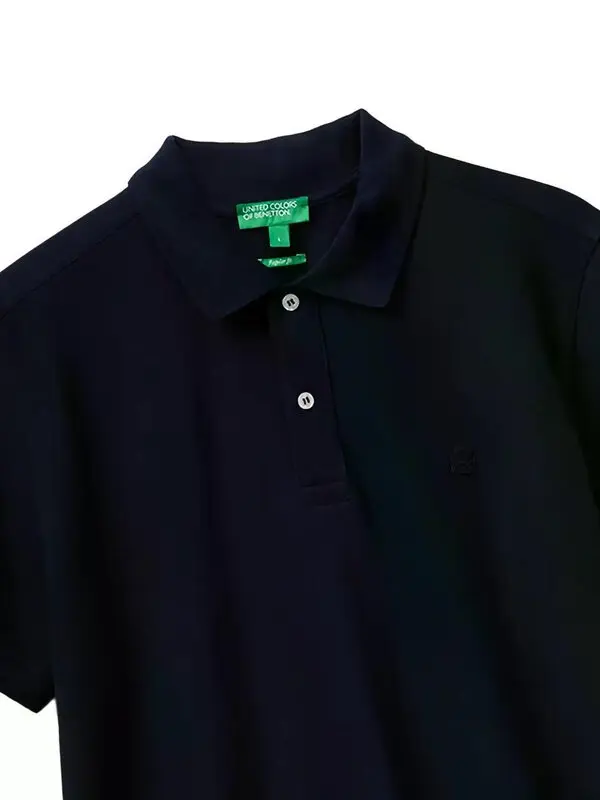 BENETTON Logo-embroidered Piqué Polo Shirt - Blue