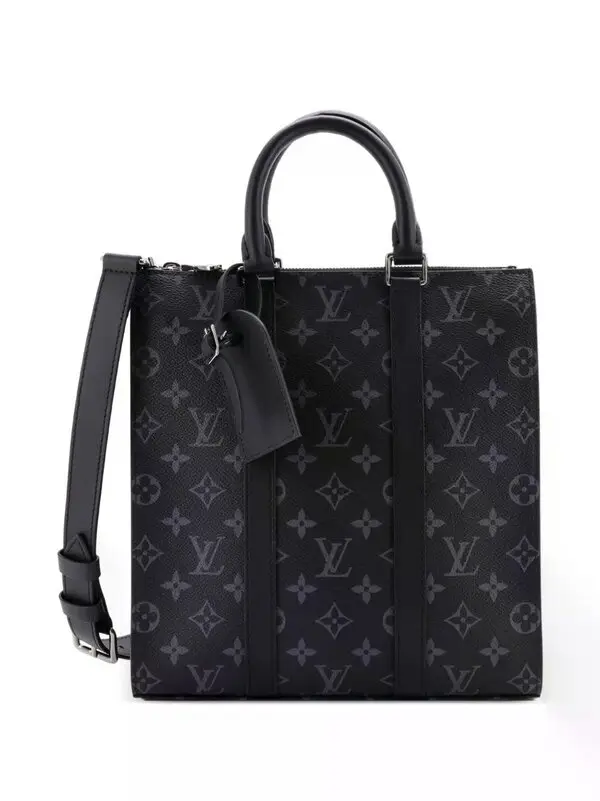 LOUIS VUITTON Monogram Eclipse Sac Plat Tote Bag - Black