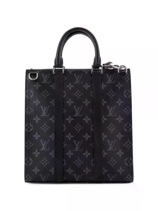 LOUIS VUITTON Monogram Eclipse Sac Plat Tote Bag - Black