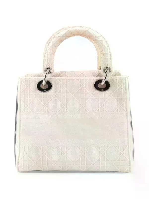 Dior Lady D-lite Cannage Embroidered Canvas Satchel - Neutrals