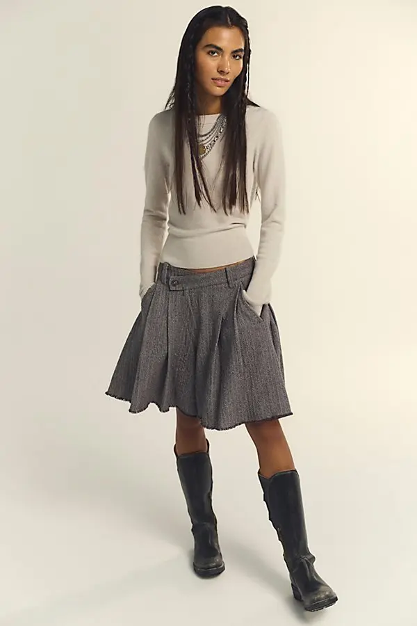 We The Free Porter Crossover Trouser Shorts - Grey Combo