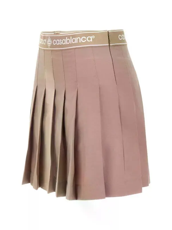 Casablanca Pleated Logo-waistband Mini Skirt
