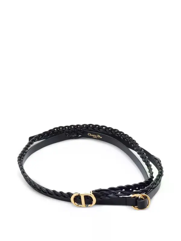 Dior Braided Leather Belt With Cd Buckle - Black