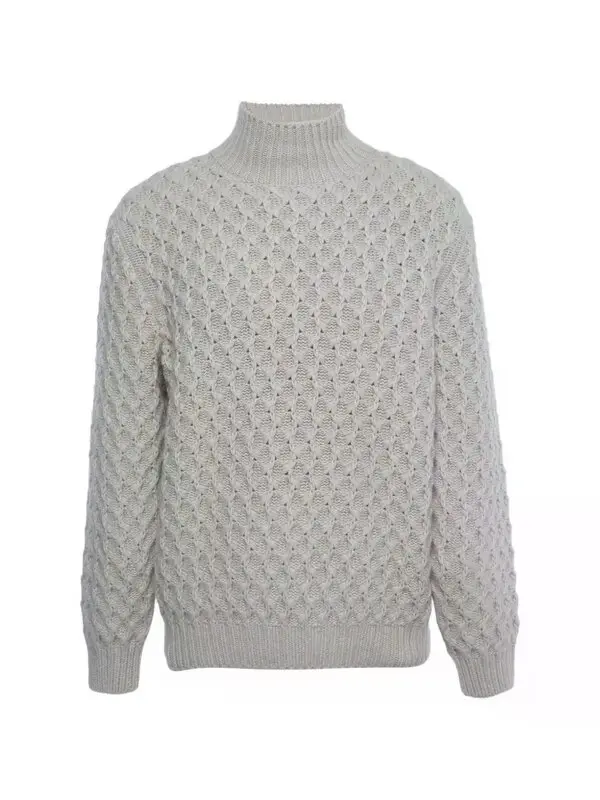 Loro Piana Textured Cashmere High Neck Sweater - Neutrals