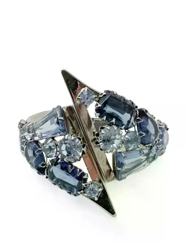 JENNIFER GIBSON JEWELLERY 1950s Crystal Cuff Bracelet - Silver