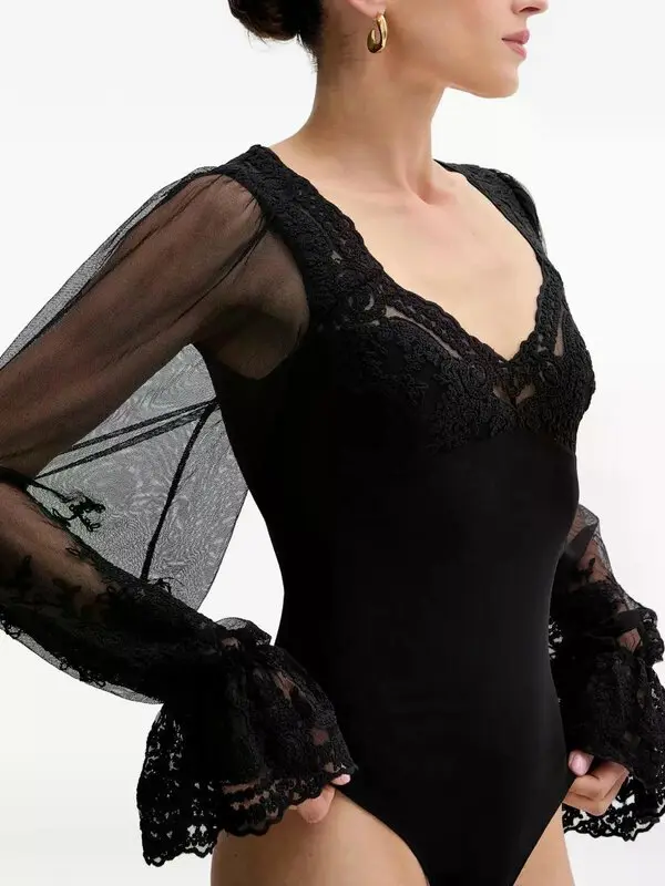 Bardot Laced Long-sleeve Bodysuit