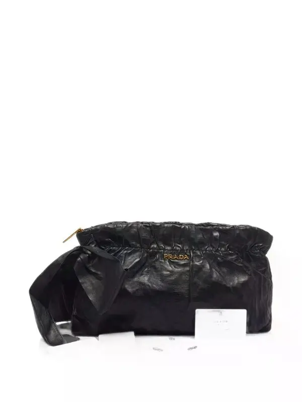 Prada Large Bow Leather Clutch Bag
