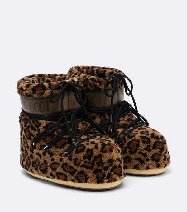 Moon Boot Icon Low Leopard-print Teddy Snow Boots - Brown