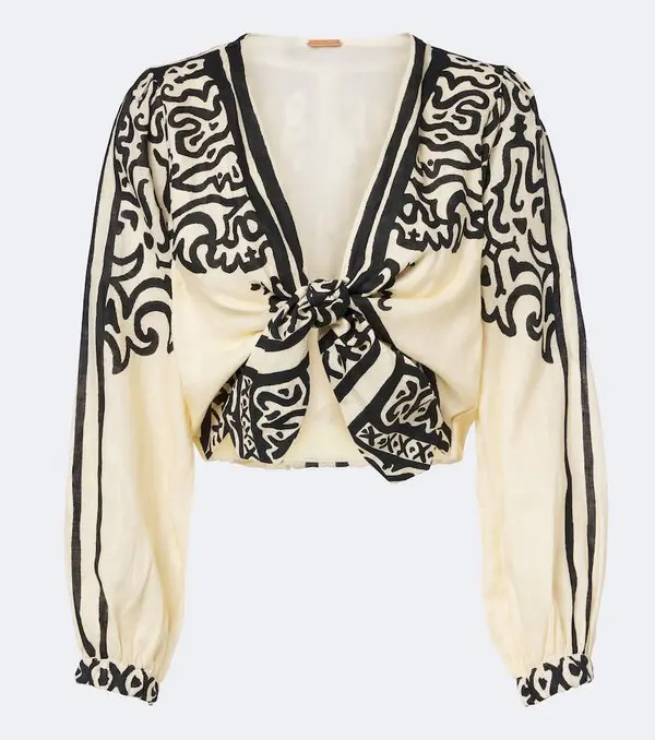 Johanna Ortiz Gentle Burn Printed Linen Top - Multicoloured