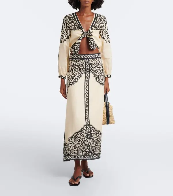 Johanna Ortiz Gentle Burn Printed Linen Top