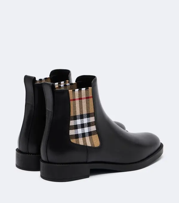 Burberry Check Leather Chelsea Boots