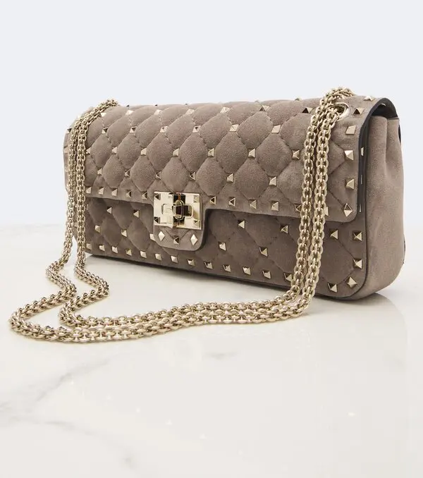 Valentino Garavani Rockstud Spike Small Suede Shoulder Bag