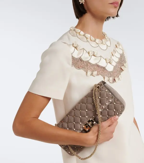 Valentino Garavani Rockstud Spike Small Suede Shoulder Bag