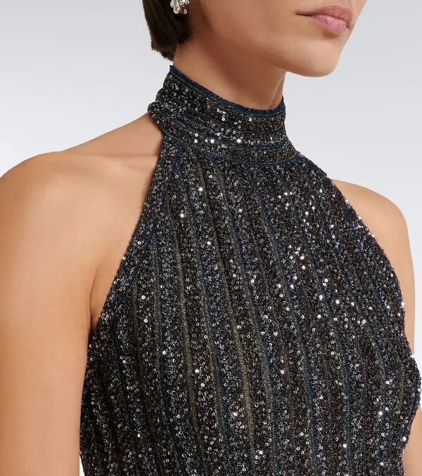 Missoni Ribbed-knit Sequined Halterneck Top