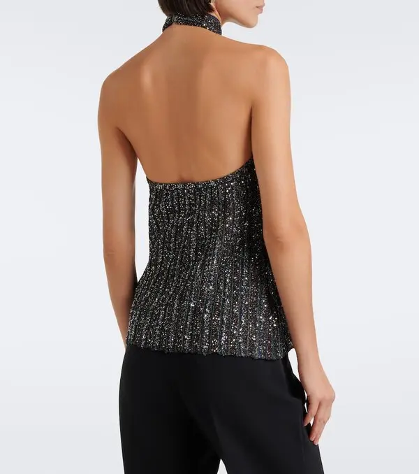 Missoni Ribbed-knit Sequined Halterneck Top