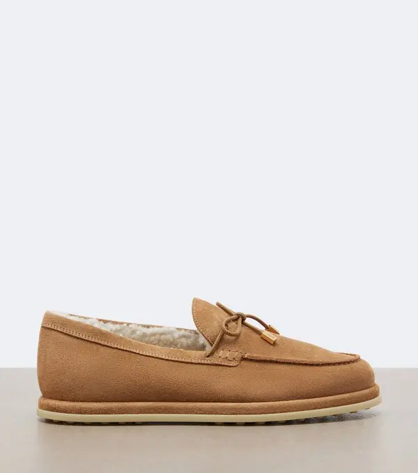 TOD'S Gommino Shearling-lined Suede Boat Shoes