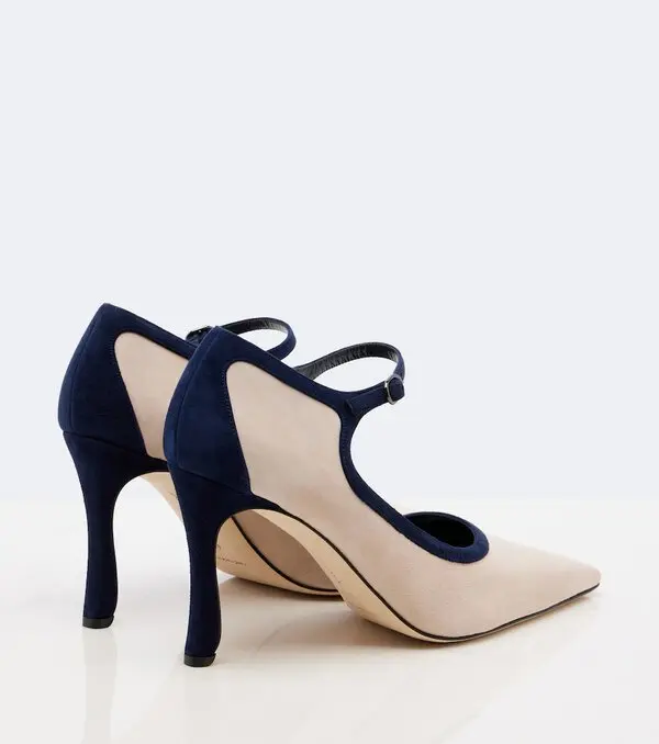 Manolo Blahnik Churla Suede Mary Jane Pumps