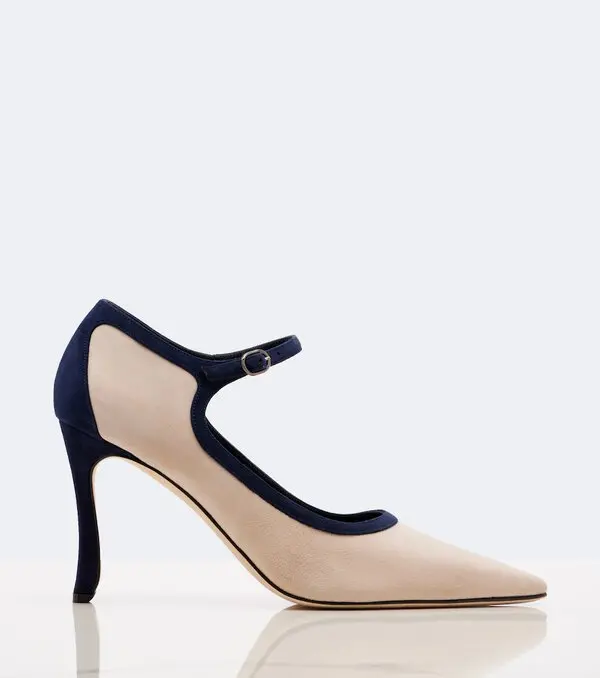Manolo Blahnik Churla Suede Mary Jane Pumps