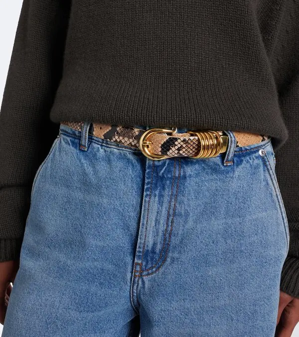 DEHANCHE Hollyhock Snake-effect Leather Belt