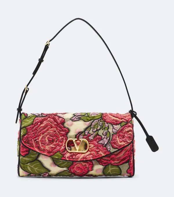 Valentino Garavani Devain Small Floral Jacquard Shoulder Bag