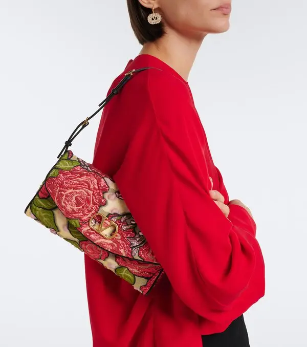 Valentino Garavani Devain Small Floral Jacquard Shoulder Bag