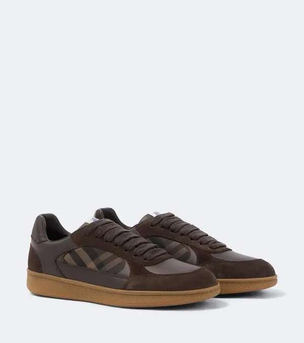 Burberry Check Leather And Suede Sneakers