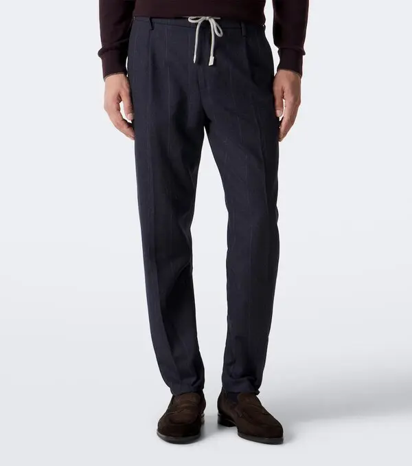 Eleventy Wool, Cotton, And Cashmere Tapered Pants