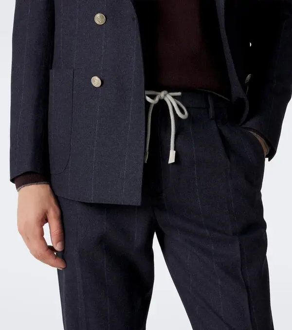 Eleventy Wool, Cotton, And Cashmere Tapered Pants