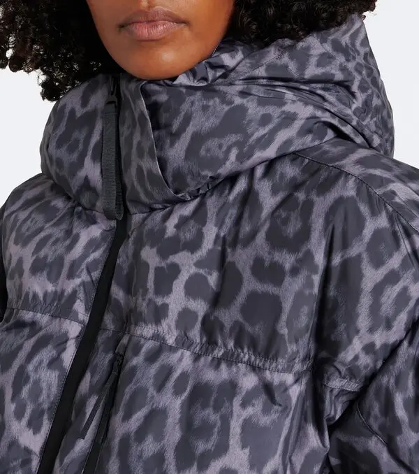 Adidas By Stella McCartney Hooded Leopard-print Puffer Jacket