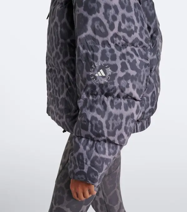 Adidas By Stella McCartney Hooded Leopard-print Puffer Jacket