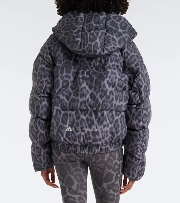 Adidas By Stella McCartney Hooded Leopard-print Puffer Jacket