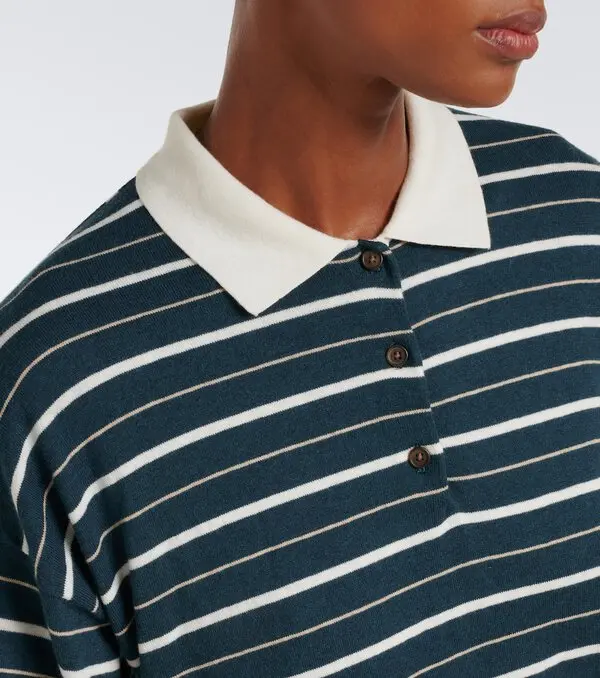Velvet By Graham & Spencer Kaelin Striped Cotton Polo Sweater