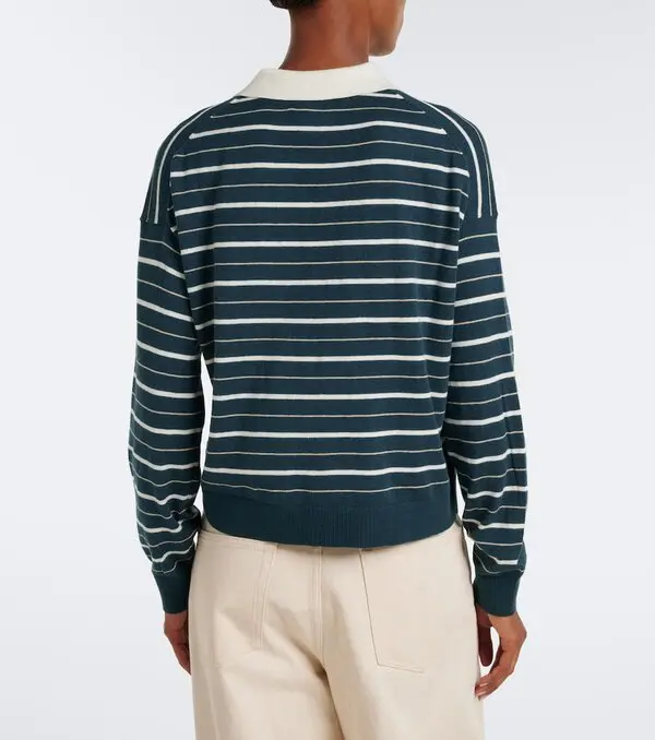 Velvet By Graham & Spencer Kaelin Striped Cotton Polo Sweater