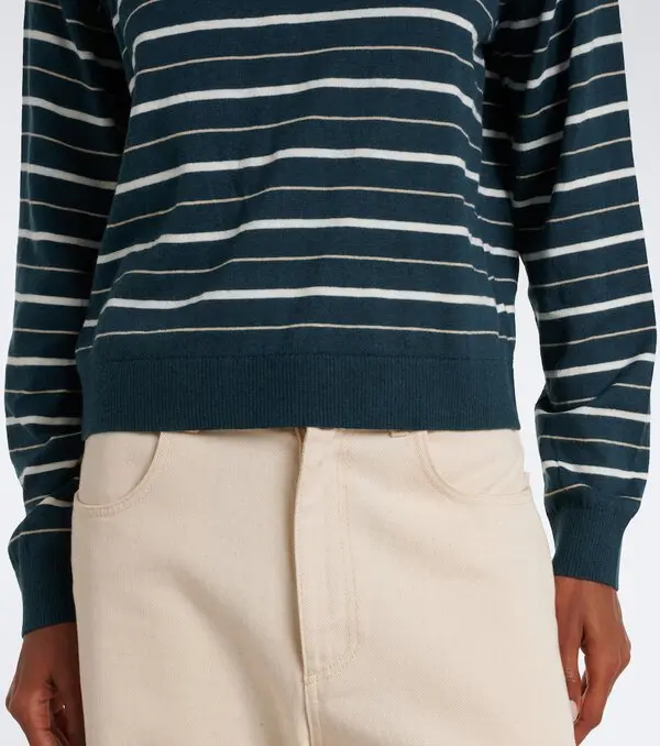 Velvet By Graham & Spencer Kaelin Striped Cotton Polo Sweater