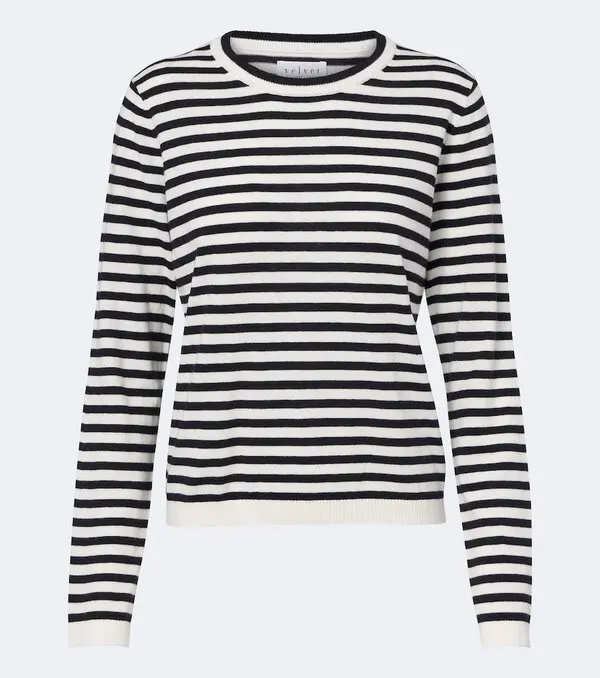 Velvet By Graham & Spencer Roxy Striped Cotton And Cashmere T-shirt