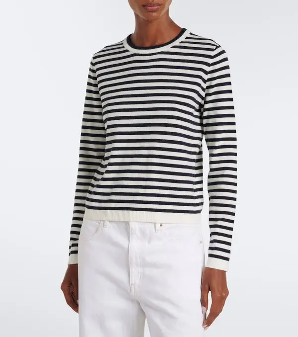 Velvet By Graham & Spencer Roxy Striped Cotton And Cashmere T-shirt