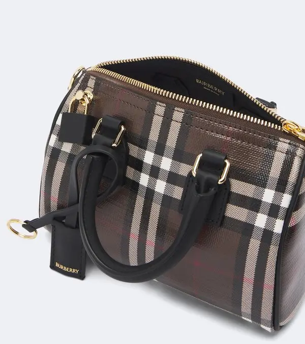 Burberry Check Mini Canvas Bowling Bag - Brown