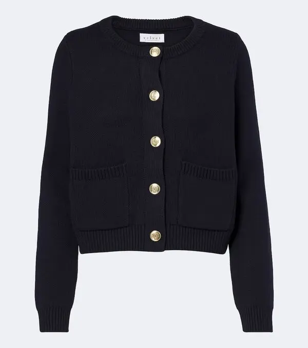 Velvet By Graham & Spencer Mahal Cotton And Cashmere Cardigan - Blue