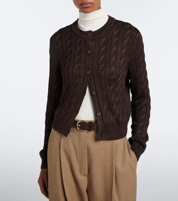Ralph Lauren Cable-knit Silk Cardigan
